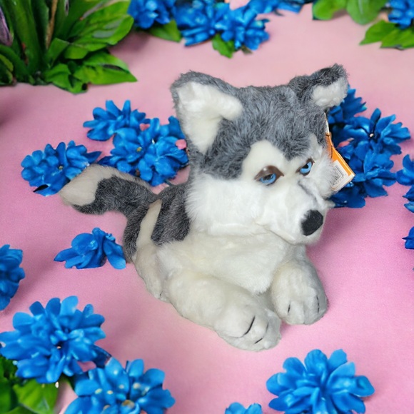 Toys | Goffa Plush Siberian Husky Malamute Wolf Dog Laying Down Wolf ...
